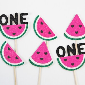 Pink Watermelon (style 1) Cupcake Topper/watermelon Cupcake Topper/one ...