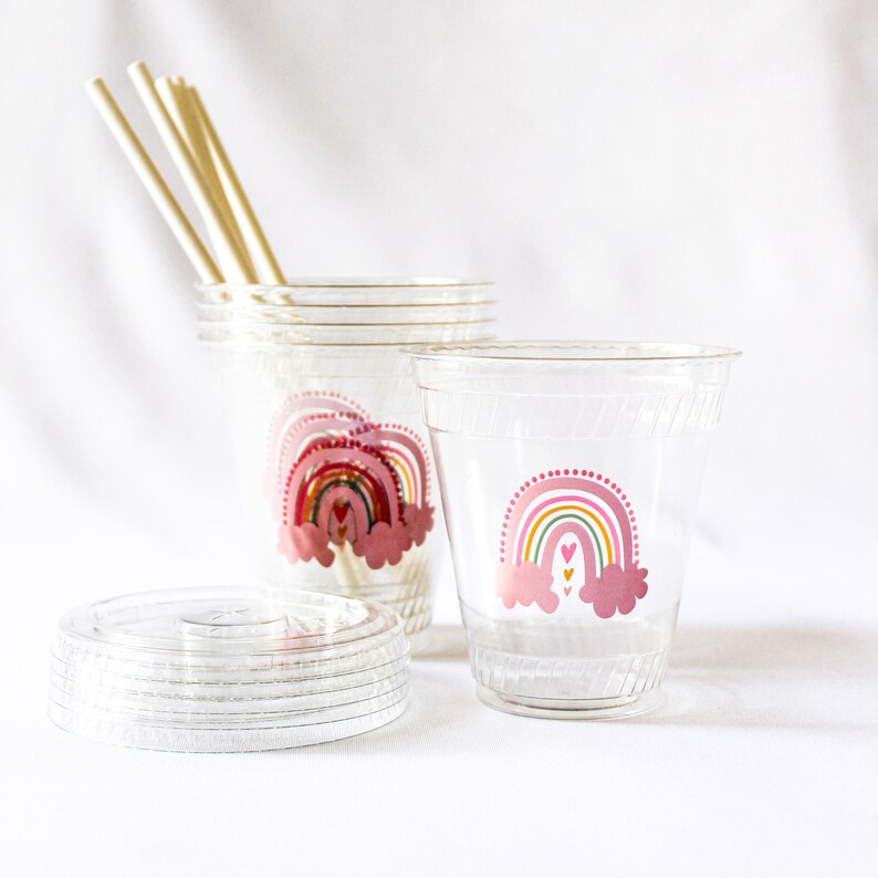 Boho Cups/boho Rainbow Cups/pink Boho Cups/pink Boho Birthday Party ...