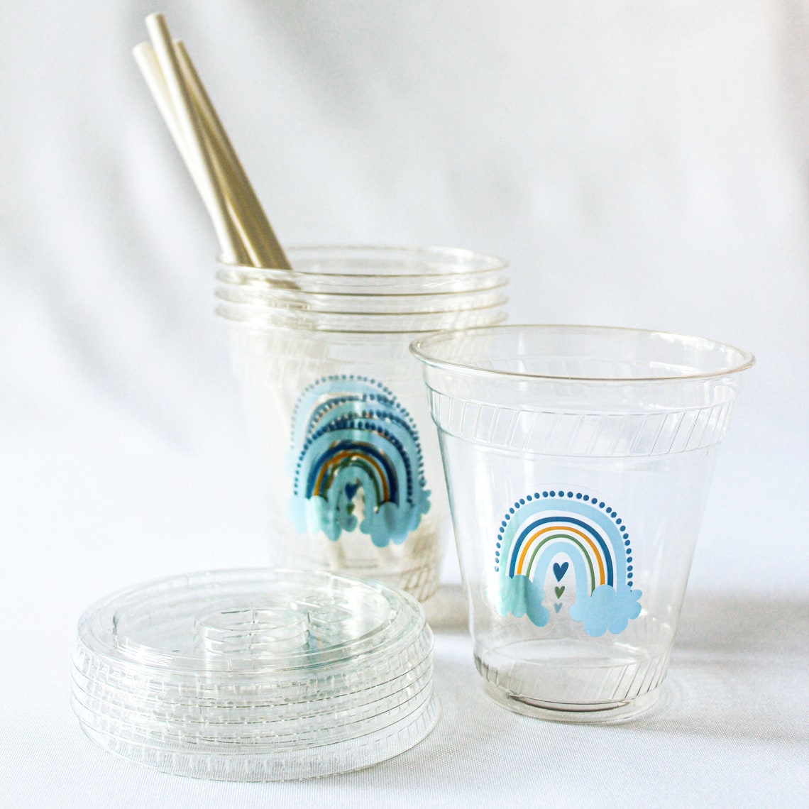 Boho Cups/boho Rainbow Cups/blue Boho Cups/blue Boho Birthday - Etsy