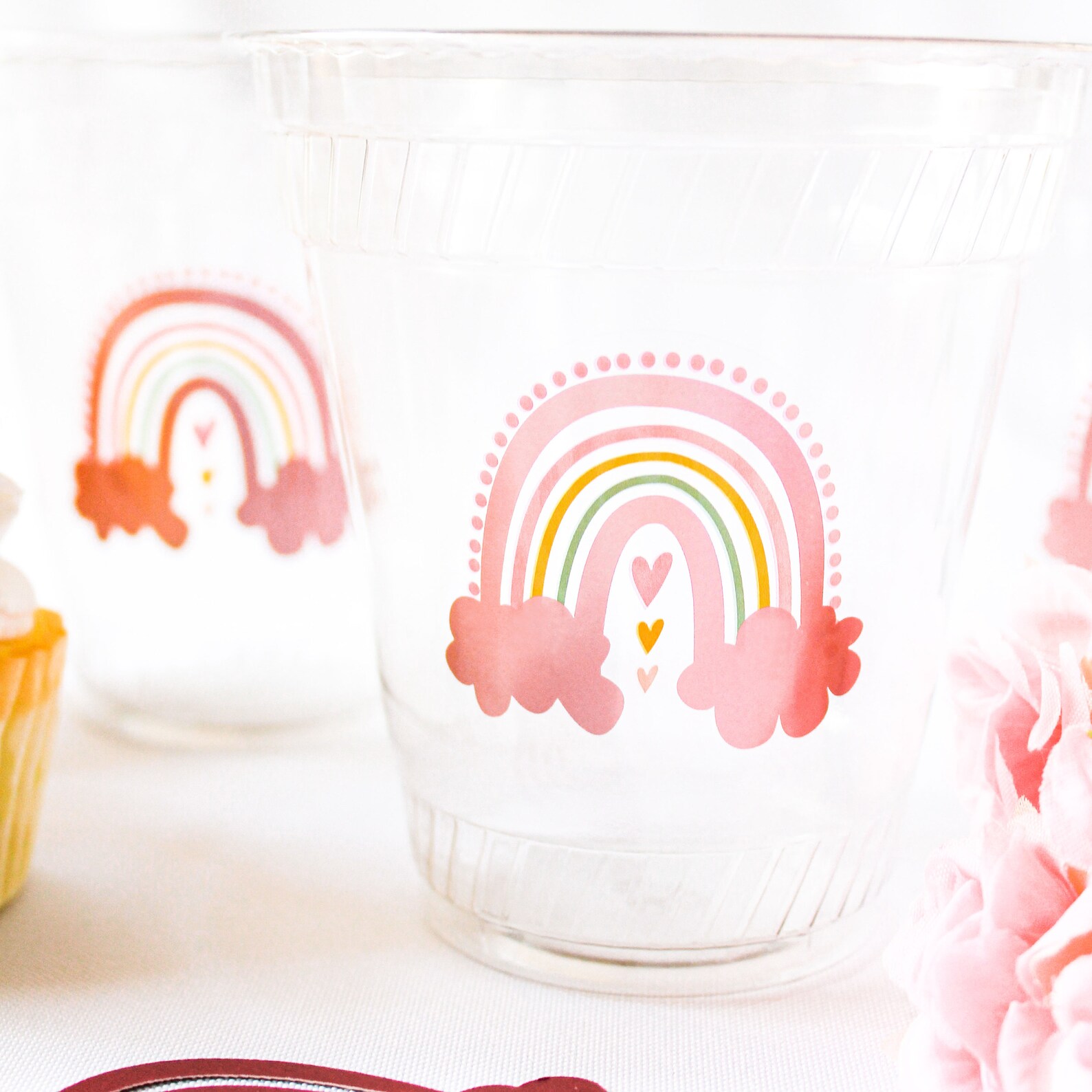 Boho Cups/boho Rainbow Cups/pink Boho Cups/pink Boho Birthday - Etsy