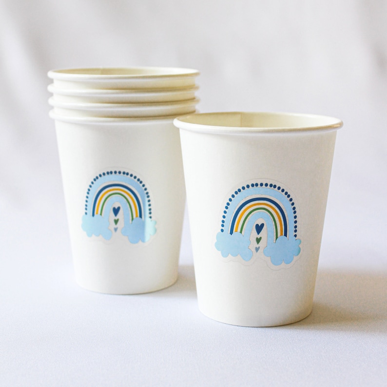 Boho Cups/boho Rainbow Cups/blue Boho Cups/blue Boho Birthday Party ...