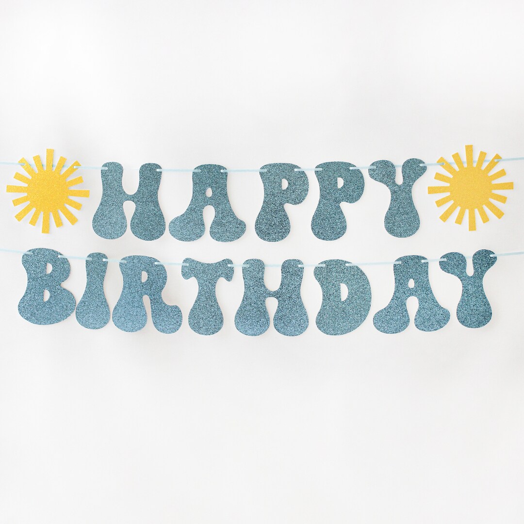 Boho Sun Happy Birthday Banner/blue Boho Sun Birthday Banner/boho Sun ...