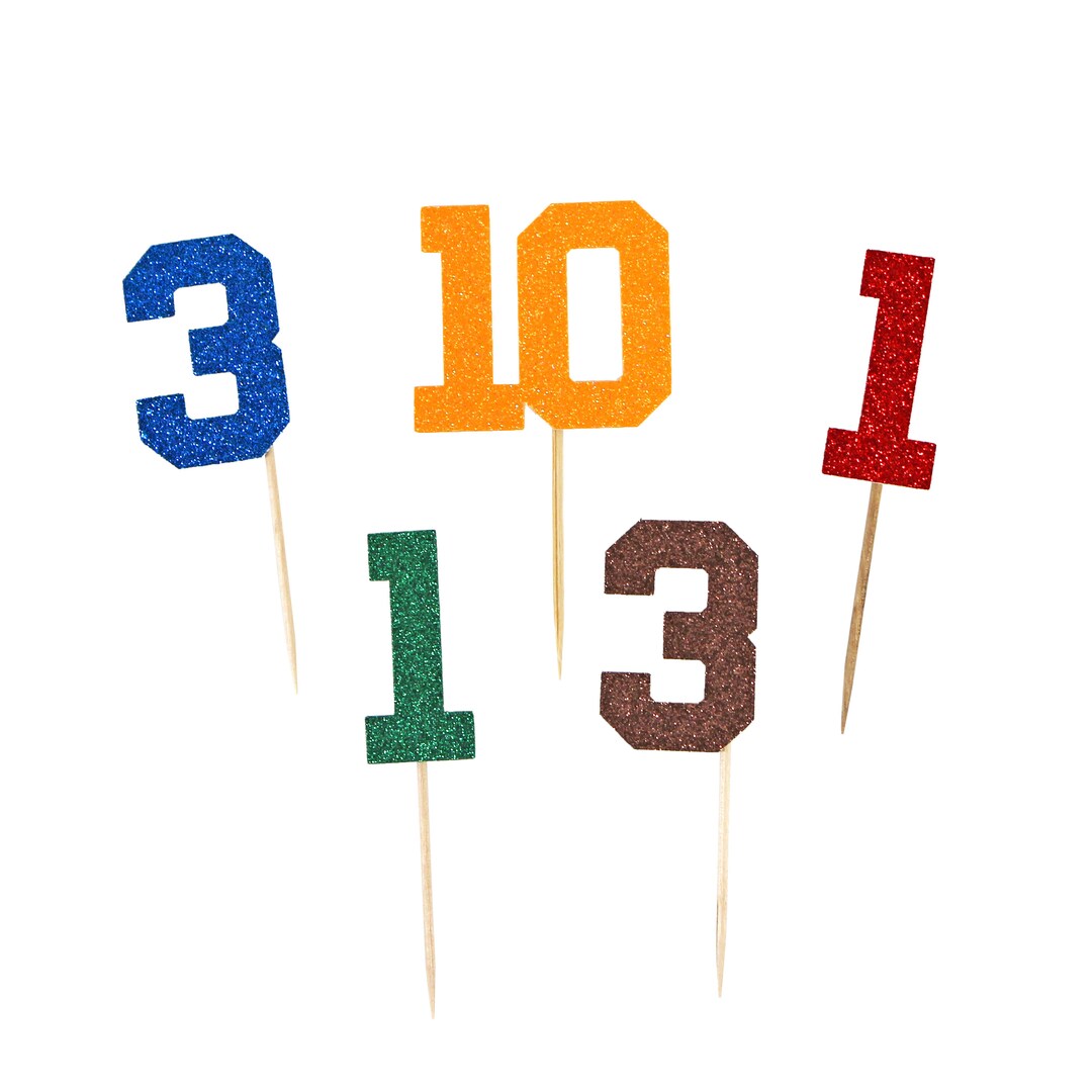 Number Cupcake Toppers/age Cupcake Topper/glitter Toppers/first ...