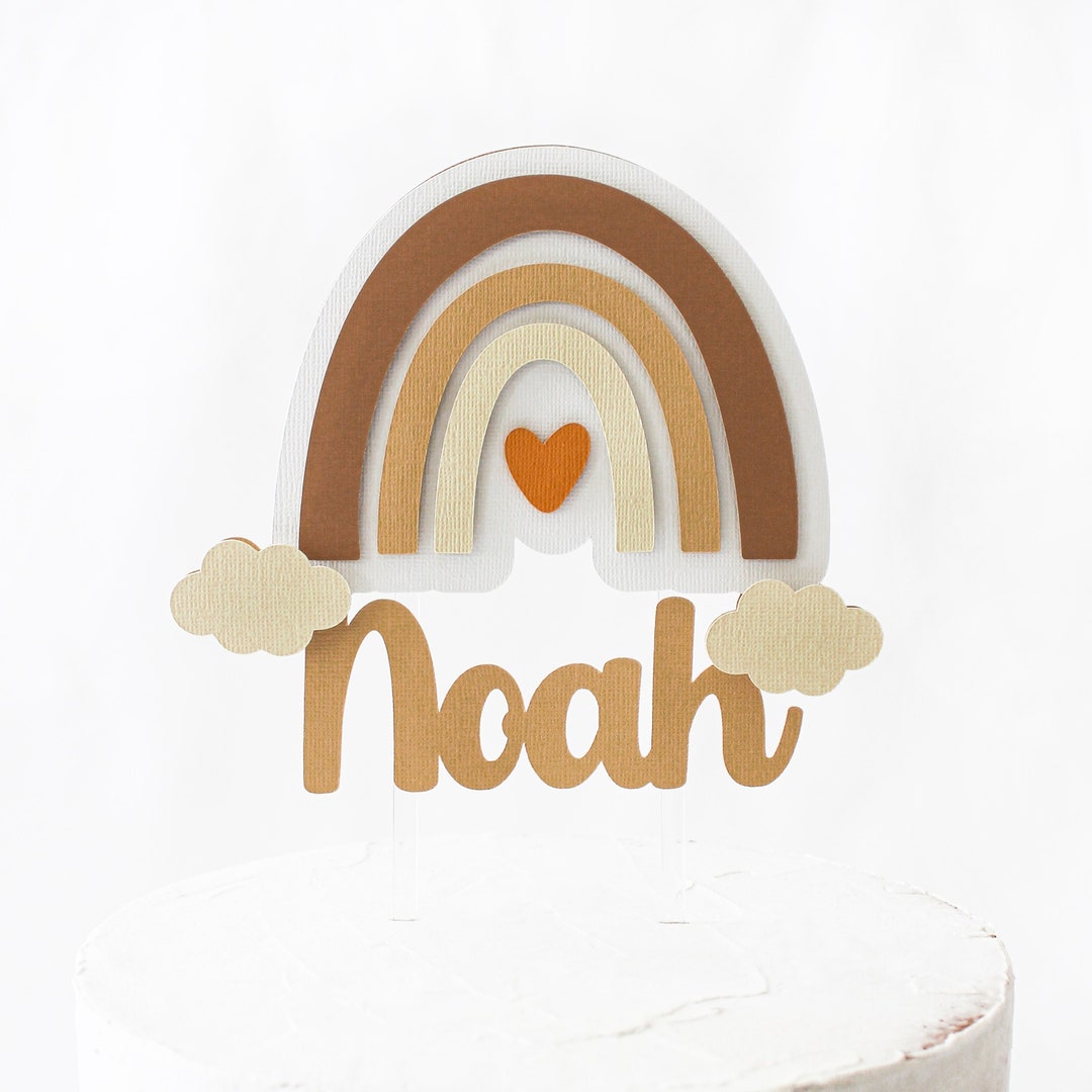 Boho Rainbow Cake Topper/custom Name Boho Cake Topper/brown Boho Cake ...