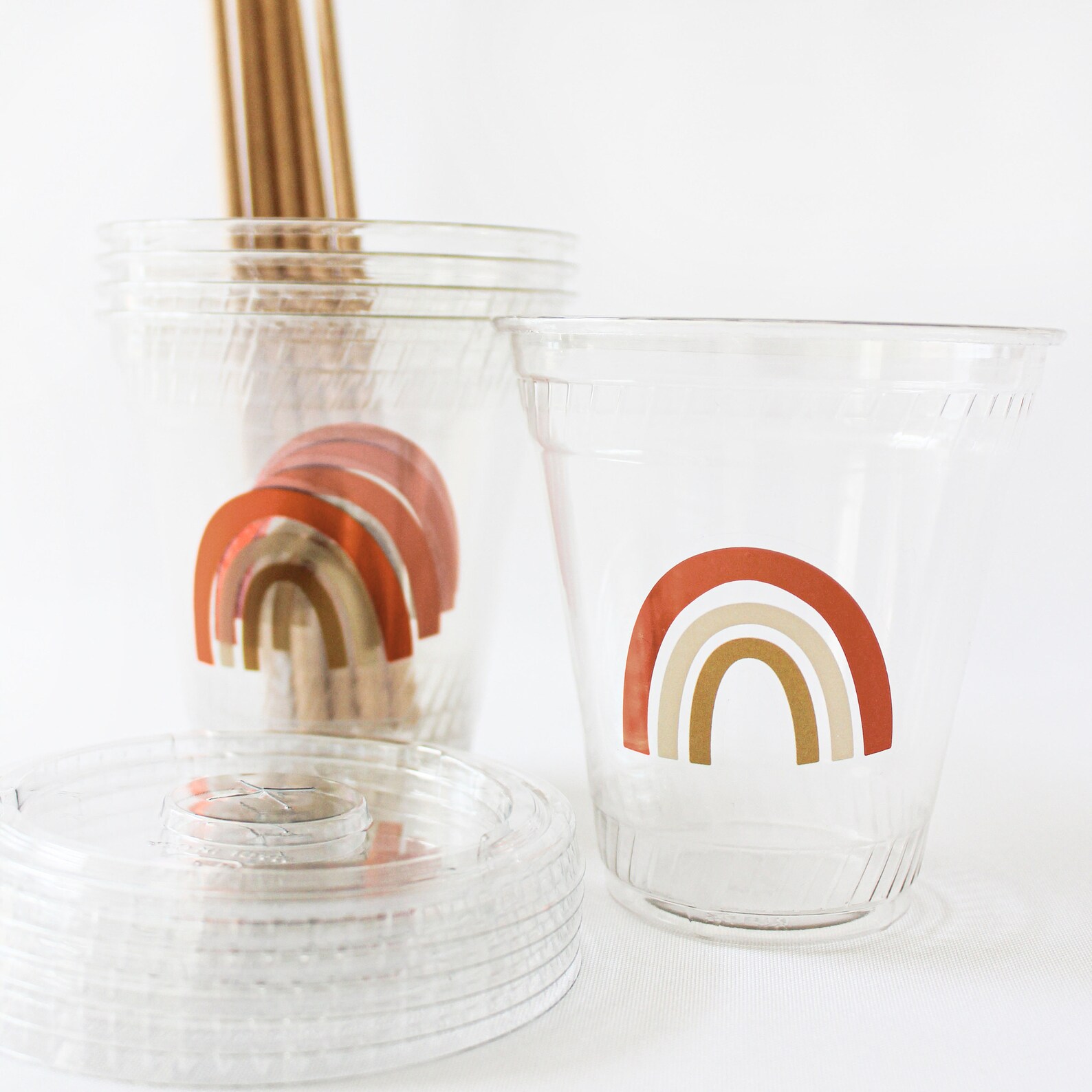 Boho Cups/boho Rainbow Cups/brown Boho Cups/brown Boho Birthday Party ...