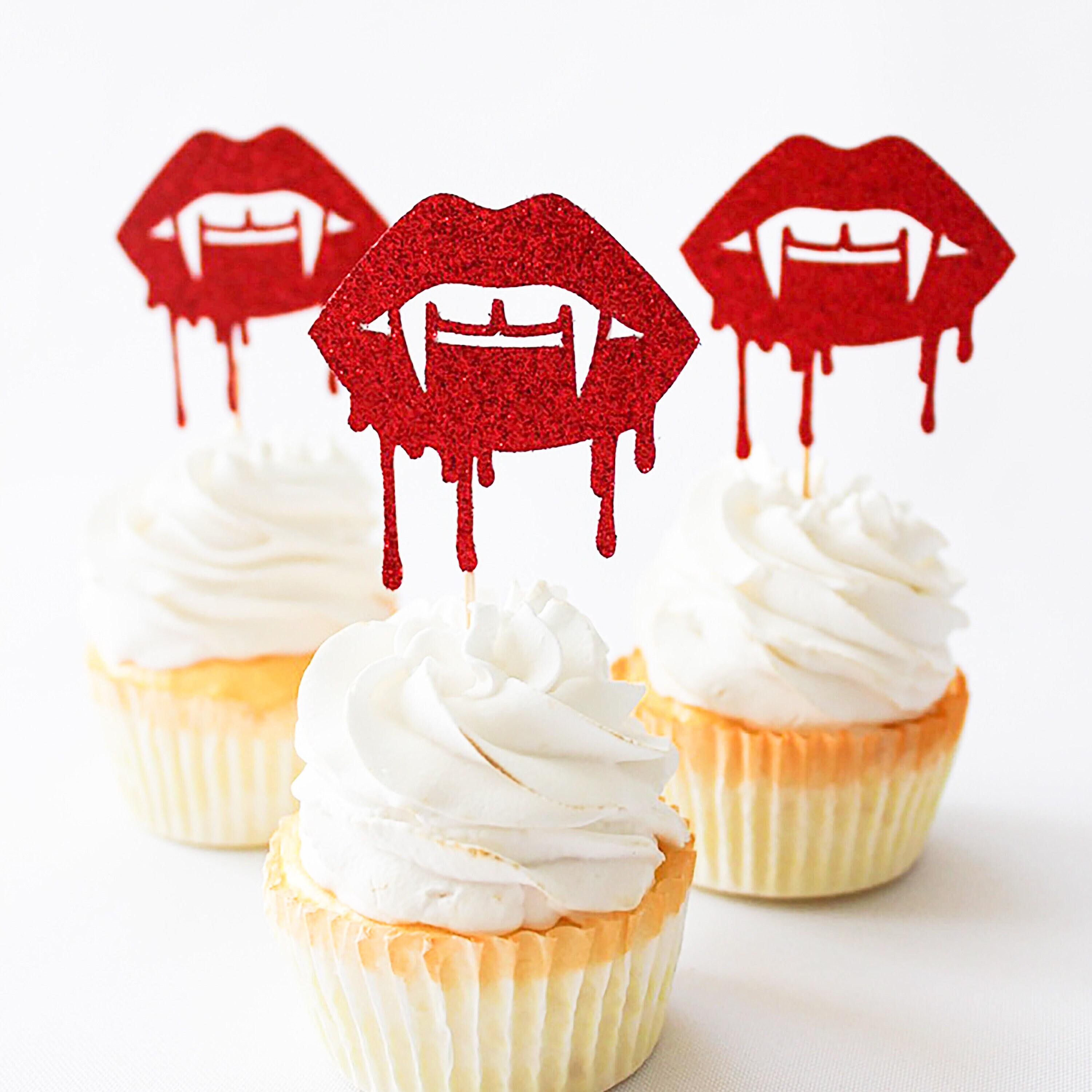 Vampire Birthday Cupcake Toppers/vampire Birthday Party/vampire Lip ...