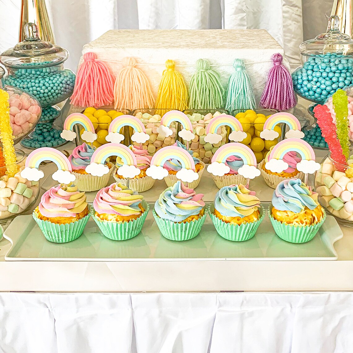 Rainbow Cupcake Topper/pastel Rainbow Cupcake Topper/pastel | Etsy