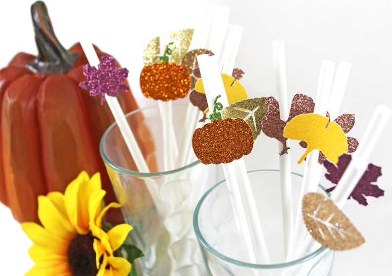 Autumn Straw/fall Straw/fall Party/leaves/turkey/pumpkin/first - Etsy