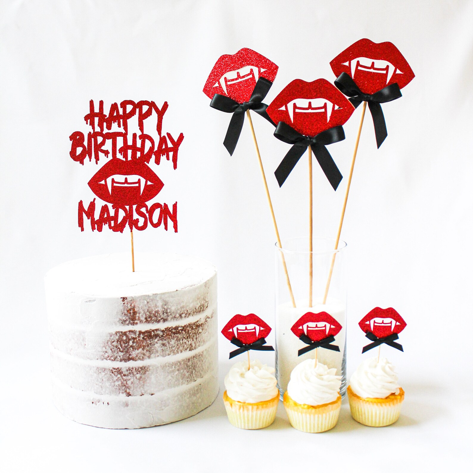 Vampire Birthday Cupcake Toppers/vampire Birthday Party/vampire Lip ...