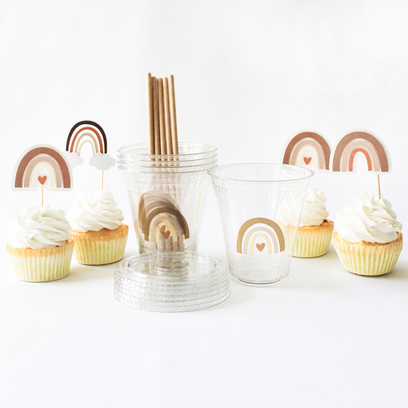 Boho Cups/boho Rainbow Cups/brown Boho Cups/brown Boho Birthday Party ...