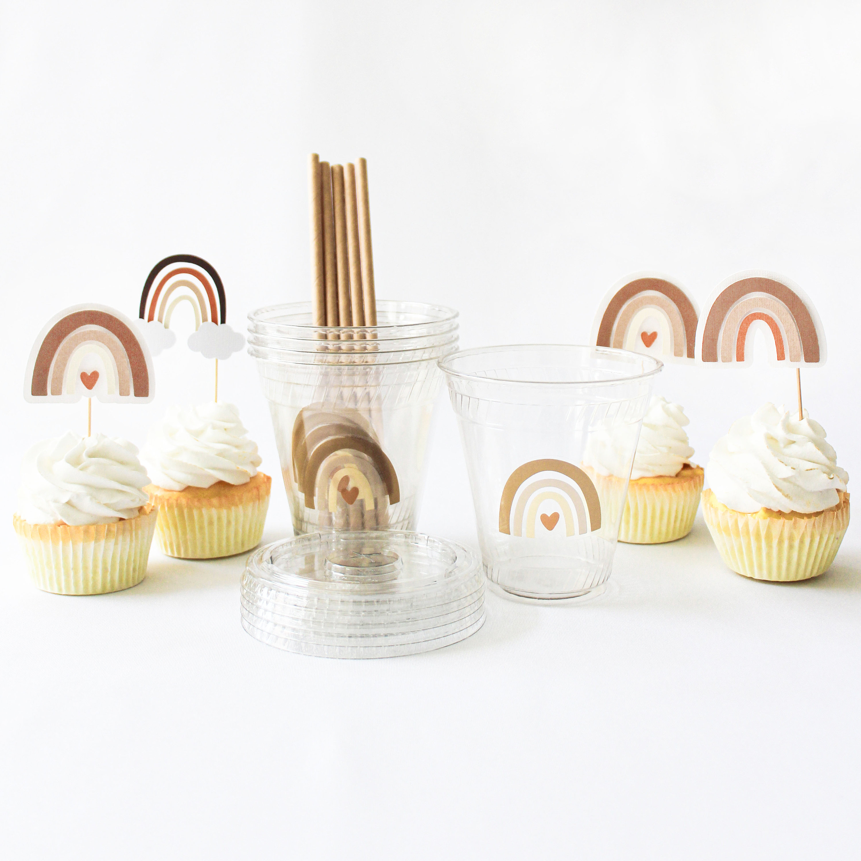 Boho Cups/boho Rainbow Cups/brown Boho Cups/brown Boho | Etsy