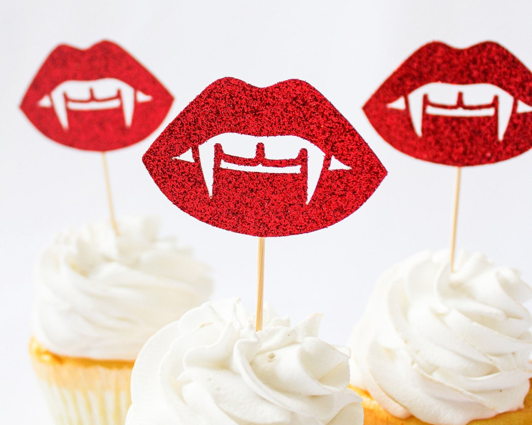 Vampire Birthday Cupcake Toppers/vampire Birthday Party/vampire Lip ...