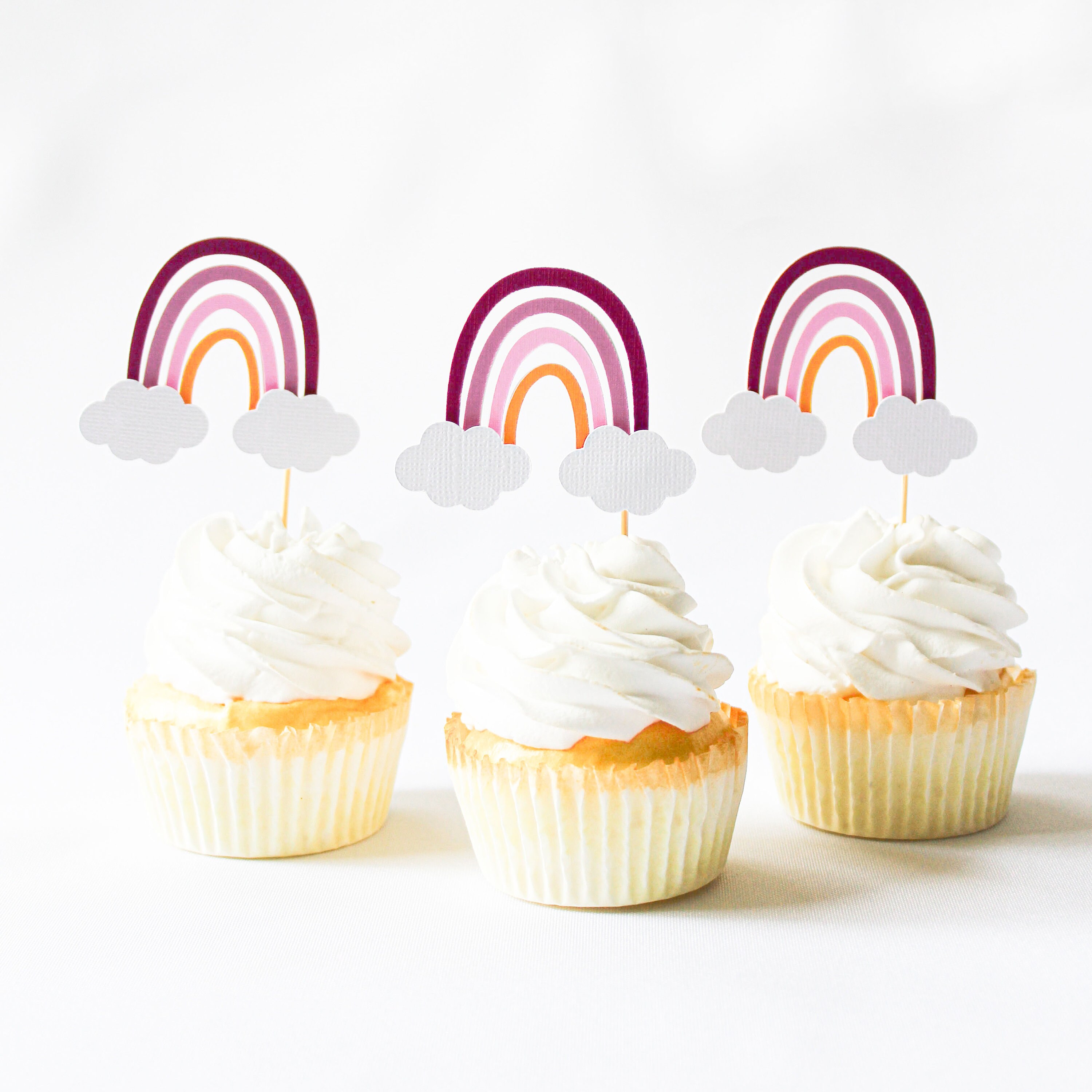 Boho Rainbow Cupcake Toppers/pink Boho Cupcake Toppers/pink Boho ...