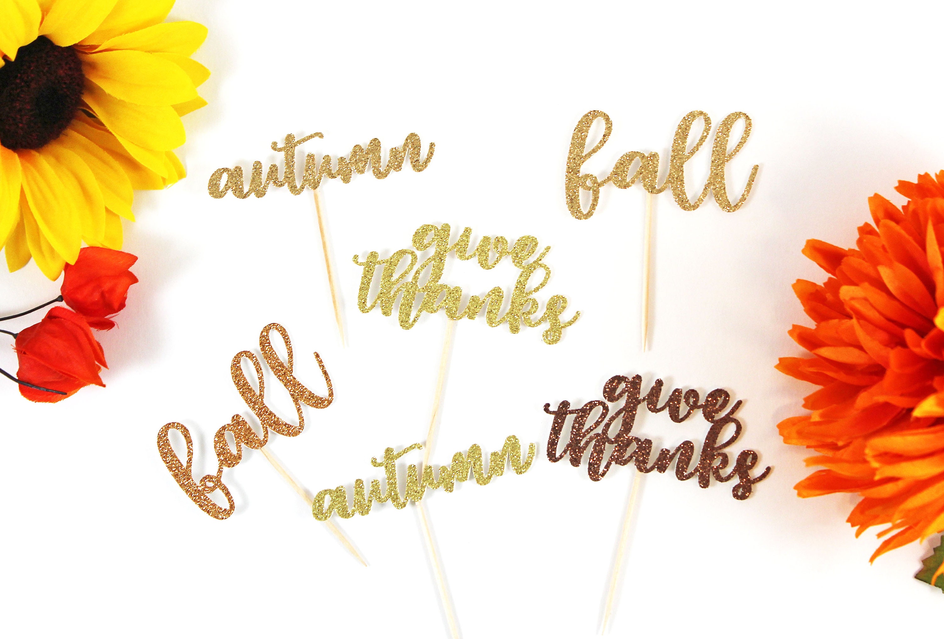 Autumn/fall/give Thanks/letter Cupcake Topper/fall Cupcake - Etsy