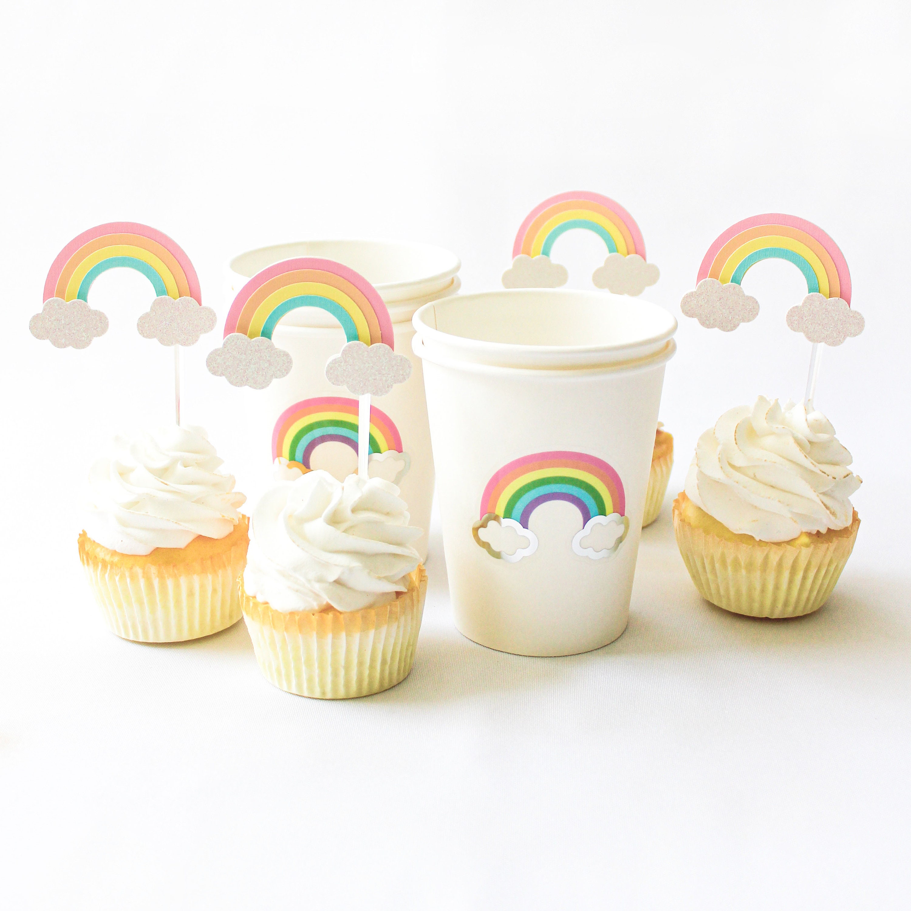 Pastel Rainbow Cups/pastel Rainbow Birthday/pastel Rainbow | Etsy