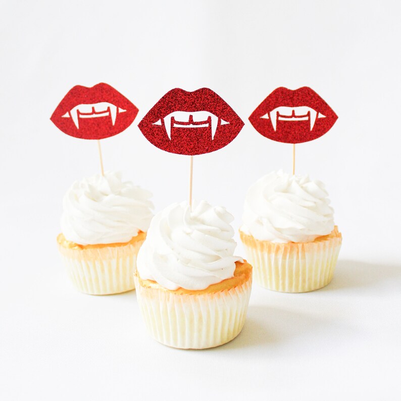 Vampire Birthday Cupcake Toppers/vampire Birthday Party/vampire Lip ...