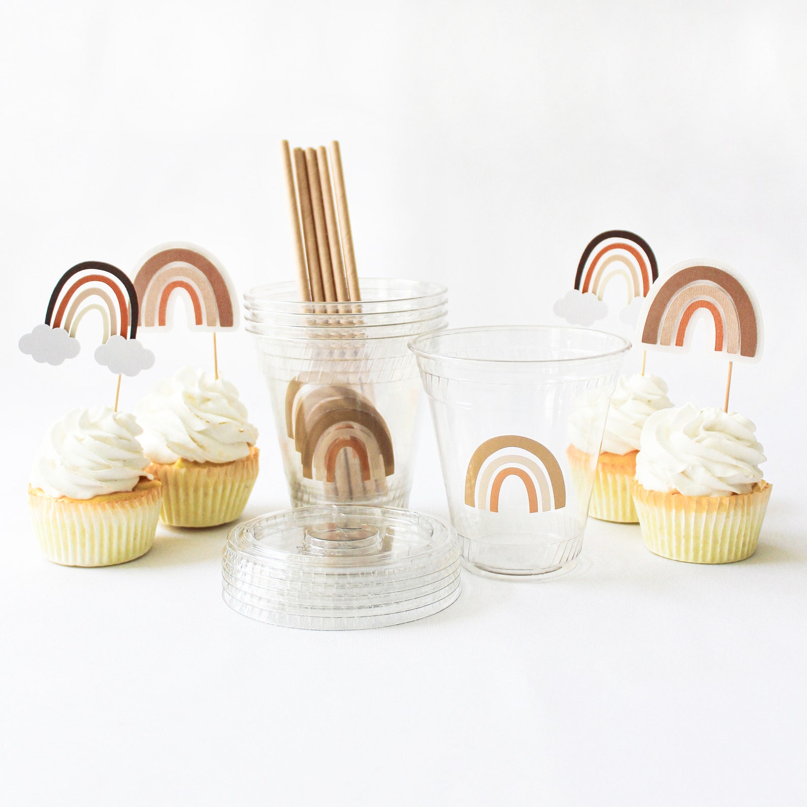 Boho Cups/boho Rainbow Cups/brown Boho Cups/brown Boho Birthday Party ...