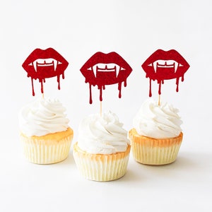 Vampire Birthday Cupcake Toppers/vampire Birthday Party/vampire Lip ...