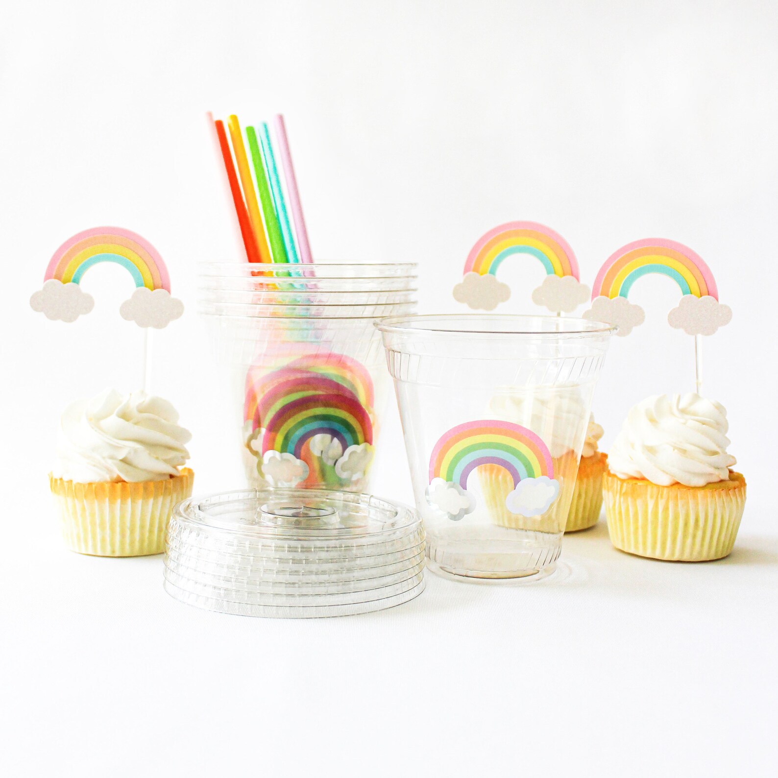 Pastel Rainbow Cups/pastel Rainbow Birthday/pastel Rainbow Party ...