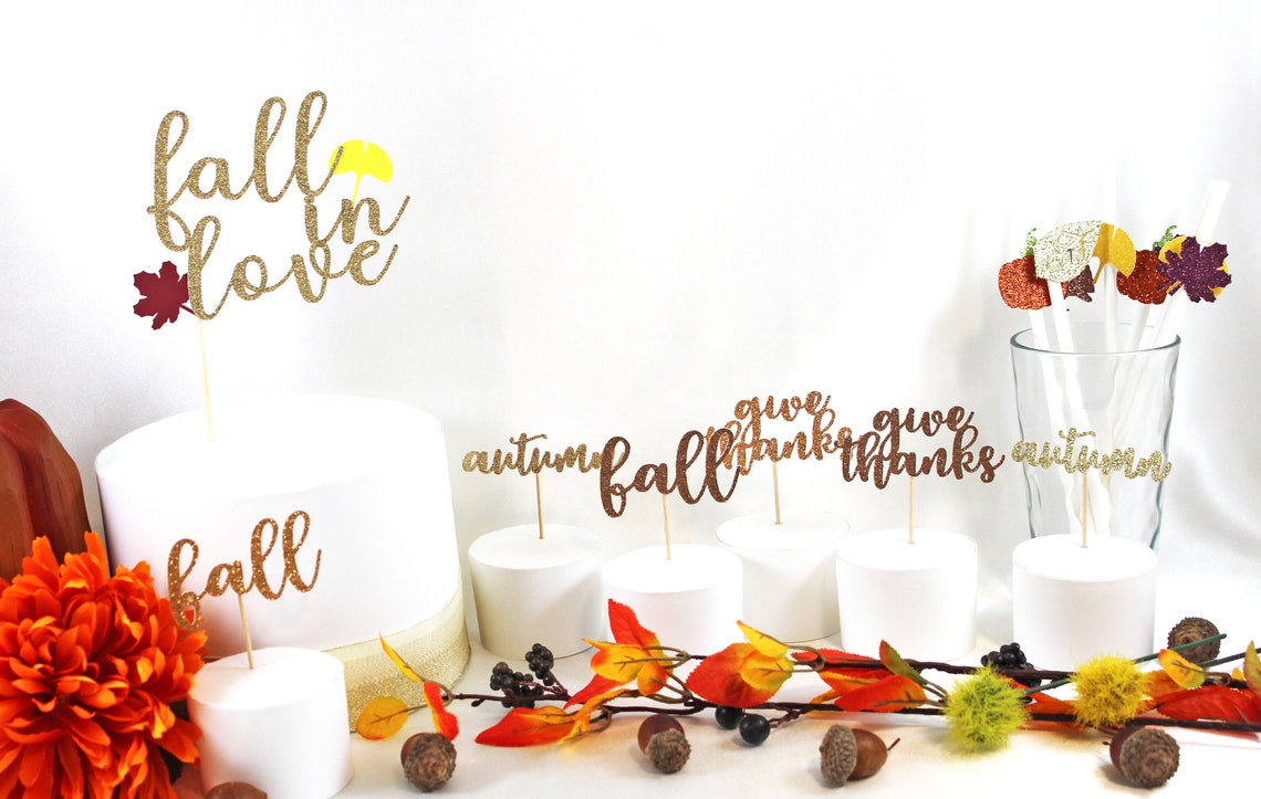 Autumn/Fall/Give Thanks/Letter Cupcake Topper/Fall Cupcake | Etsy