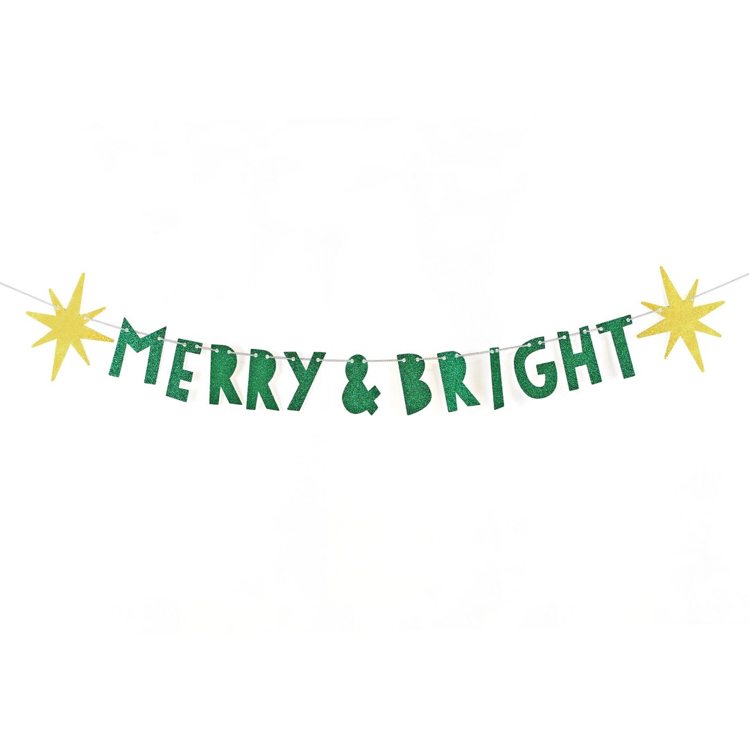 Merry & Bright Banner/christmas Banner/star Banner/christmas Garland ...