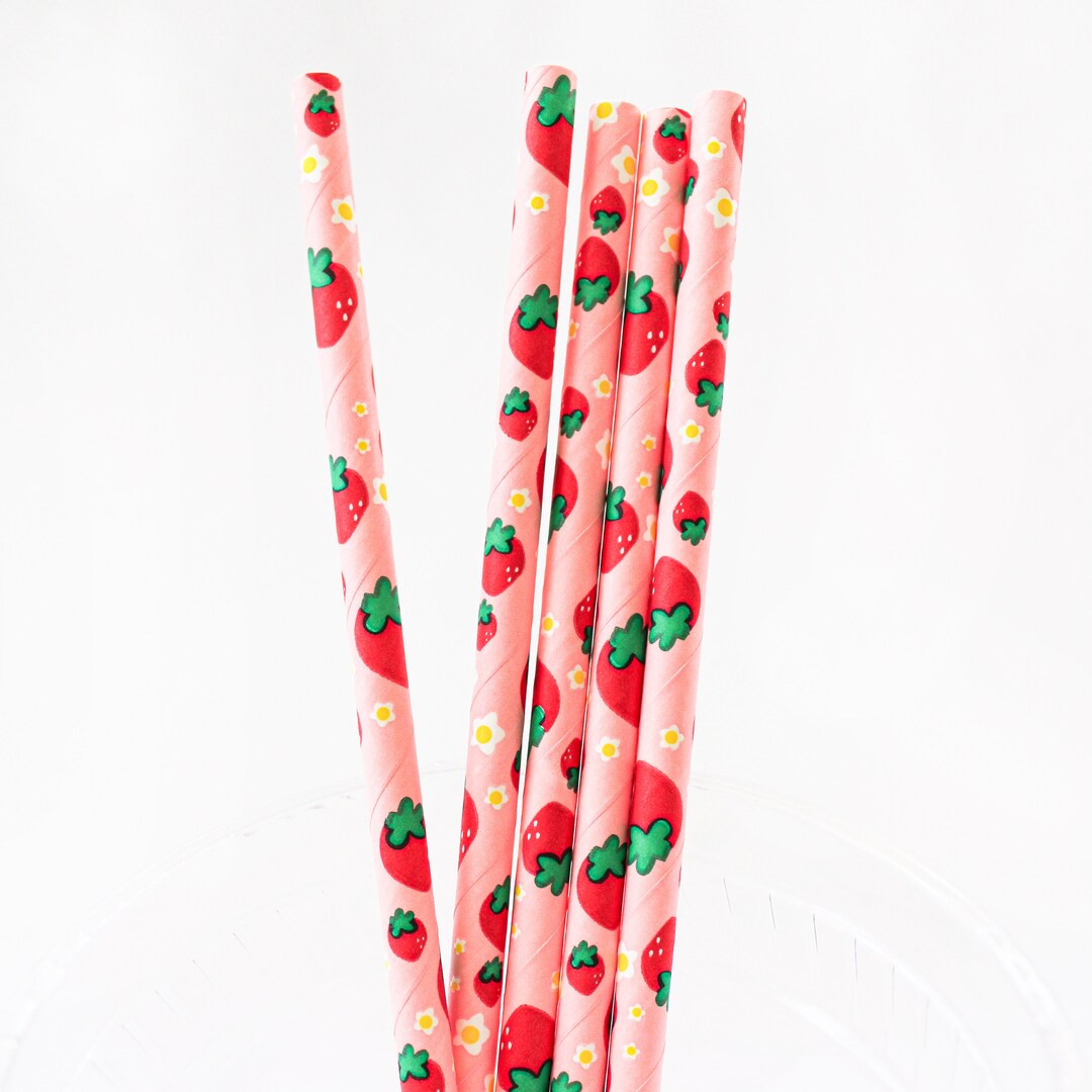 Strawberry Straws/strawberry Paper Straws/drinking Straws/strawberry ...