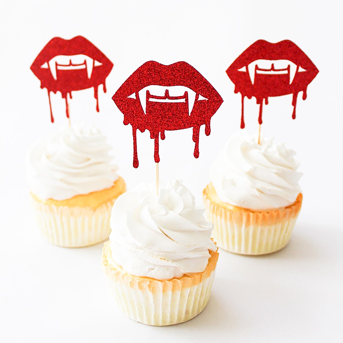 Vampire Birthday Cupcake Toppers/vampire Birthday Party/vampire Lip ...