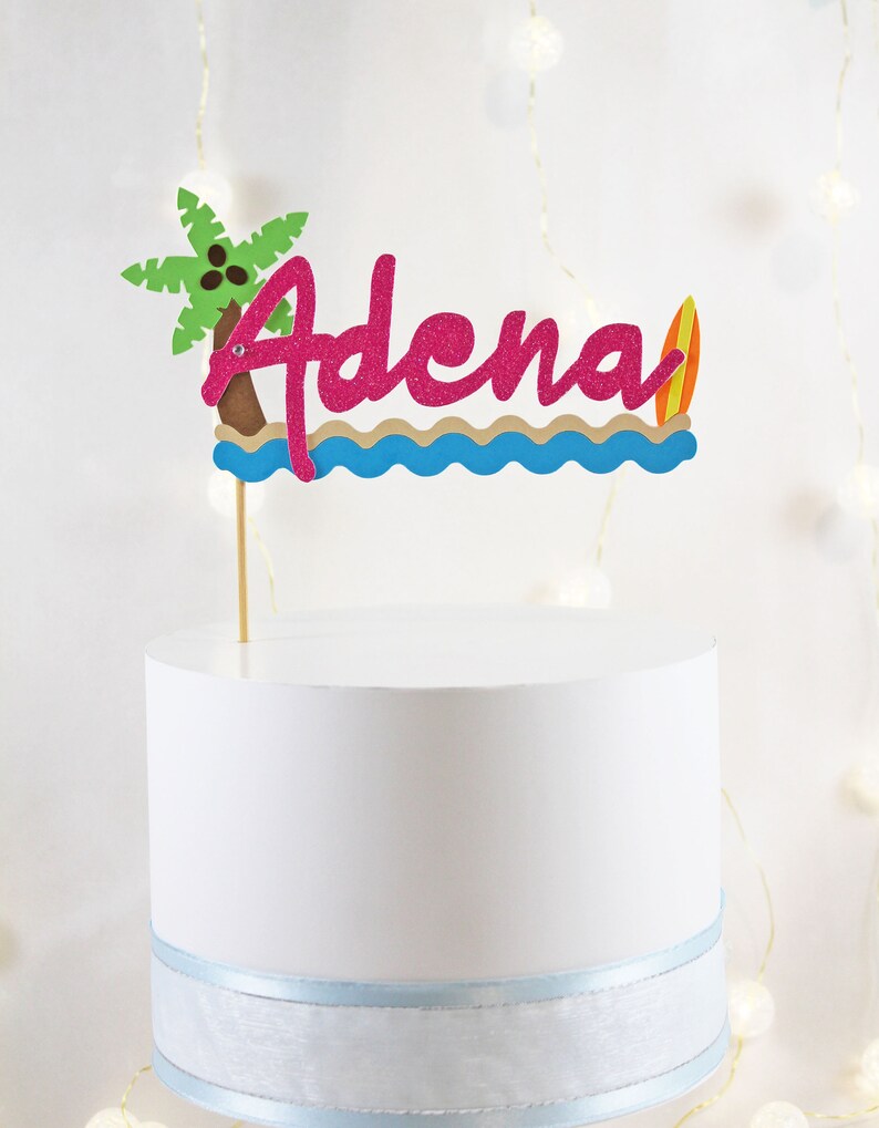 Palm Tree Cake Topper/surf Cake Topper/tropical Cake Topper/wave Cake ...