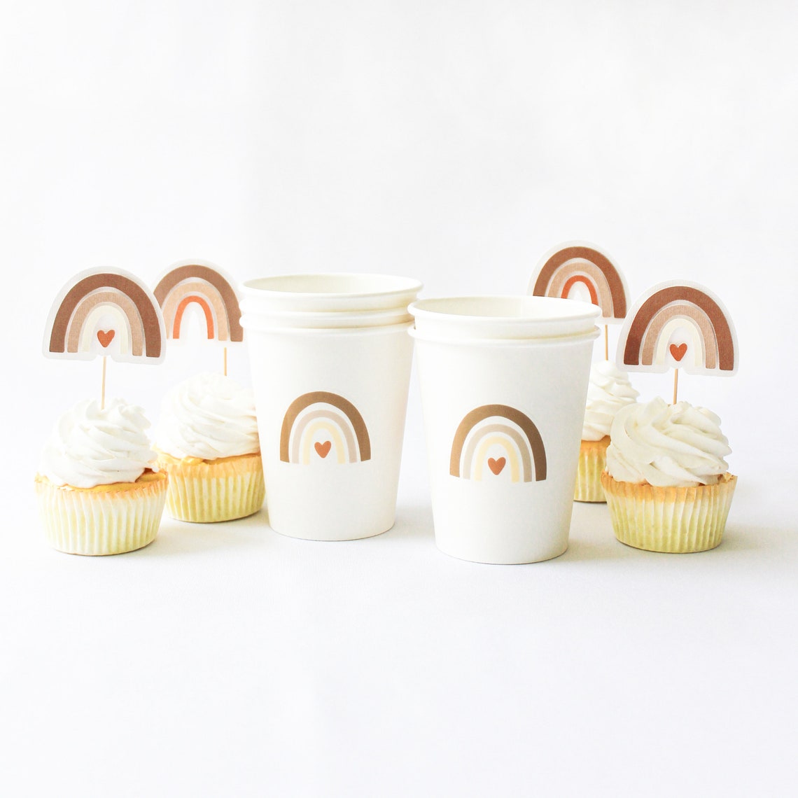 Boho Cups/boho Rainbow Cups/brown Boho Cups/brown Boho Birthday Party ...
