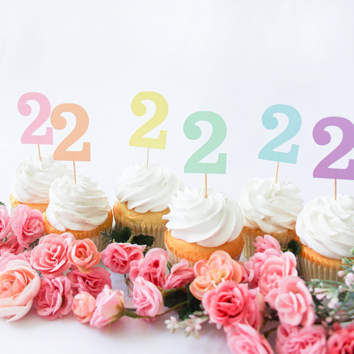 2nd Pastel Birthday Party/two Cupcake Topper/pastel 2 Cupcake Topper ...