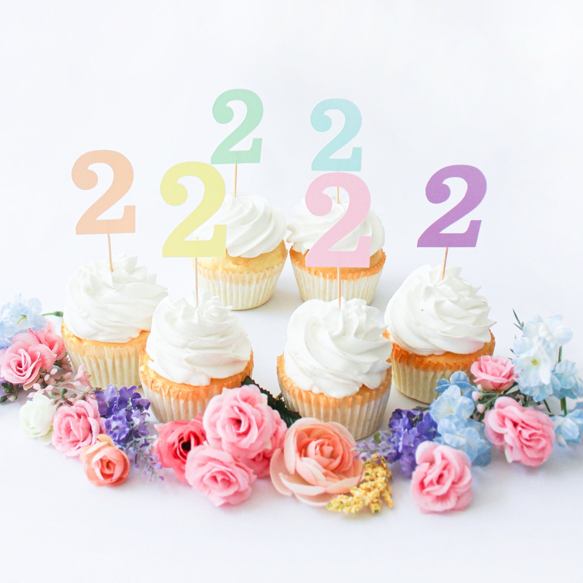 2nd Pastel Birthday Party/two Cupcake Topper/pastel 2 Cupcake Topper ...