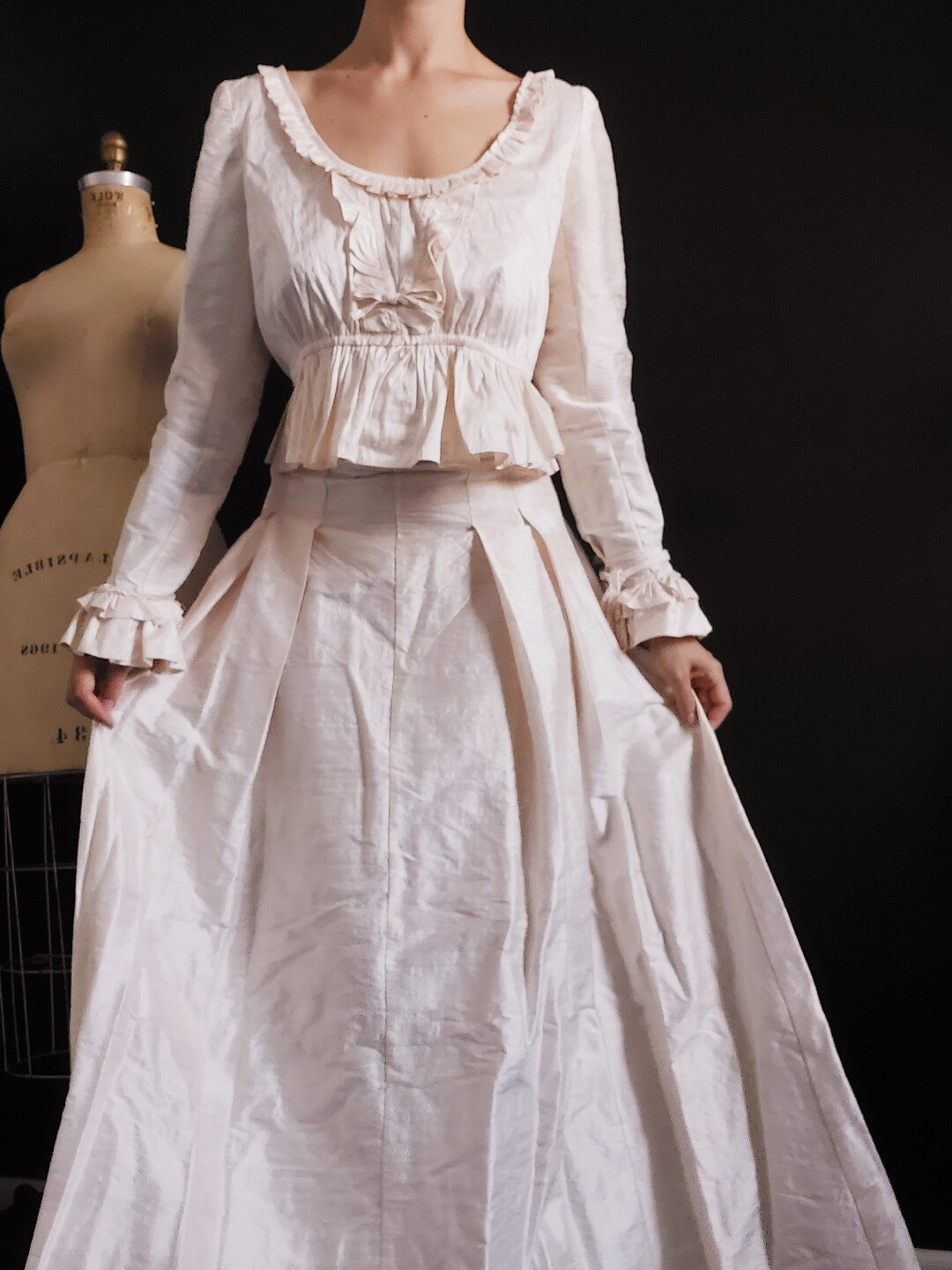Pure Silk Victorian Gown Bridgerton Wedding Dress Ruffle Handmade ...