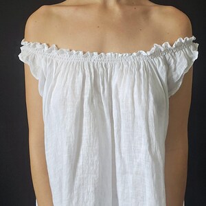 Renaissance Ruffle Gathered Long Chemise Undergarment Dress Linen White ...