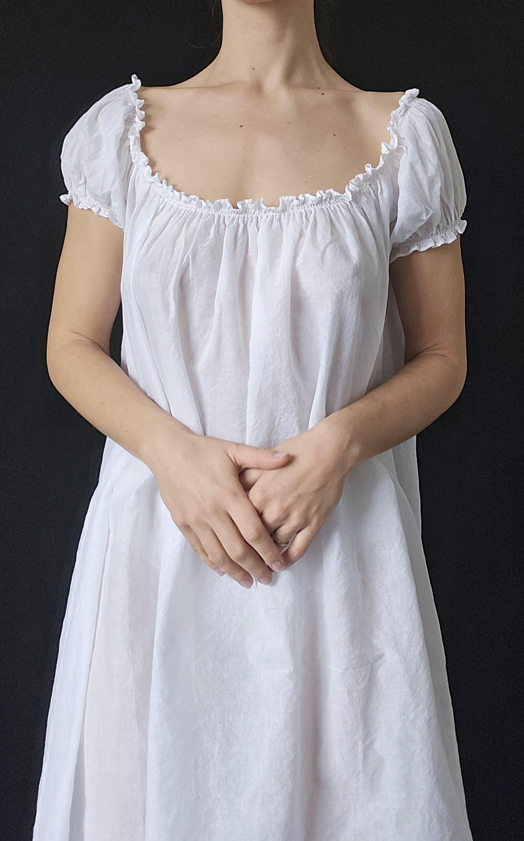 White Regency Chemise Jane Austen Inspired Gown Bennett Dress Victorian ...