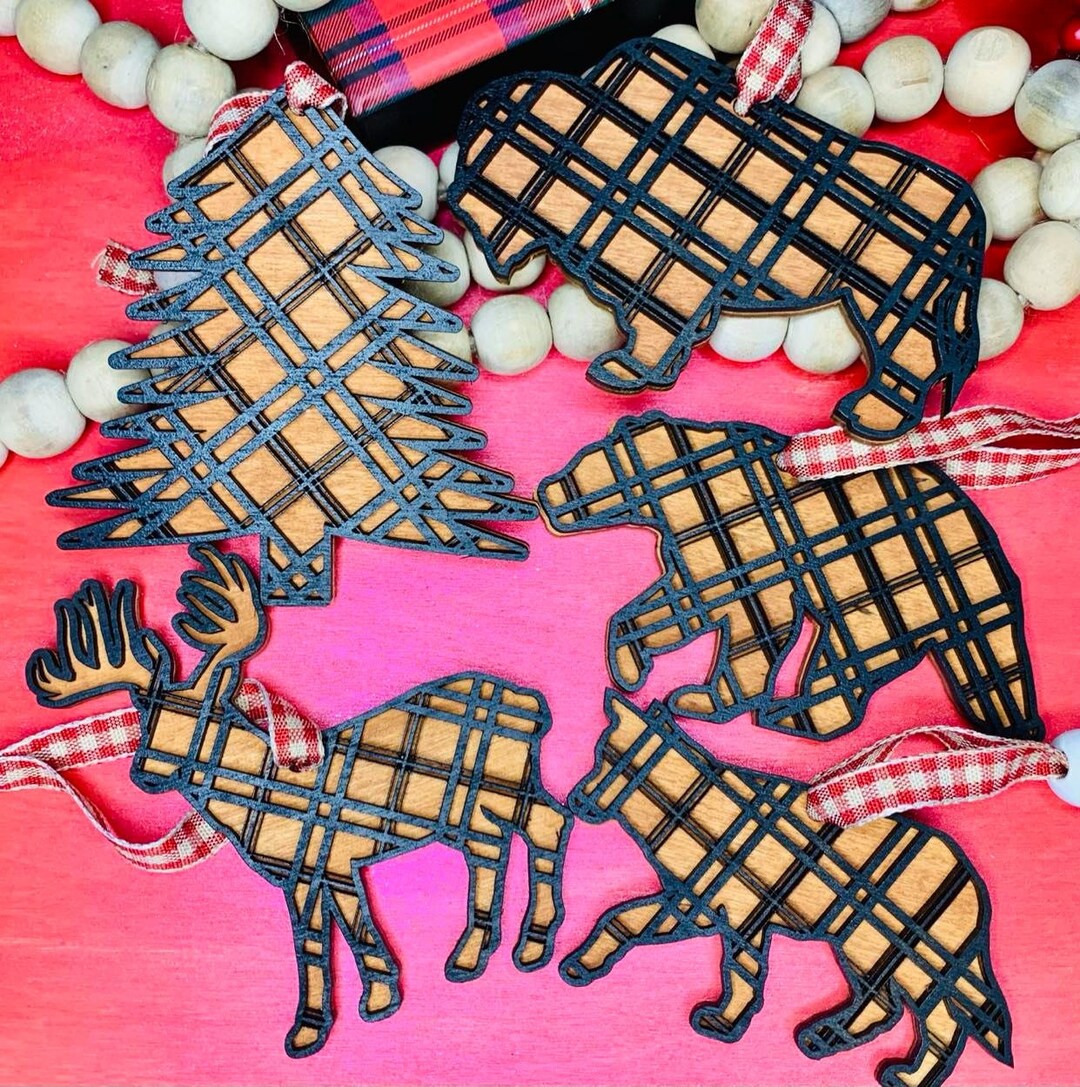 Wilderness Animals Plaid Ornament Bundle (cut Files Only) - Etsy