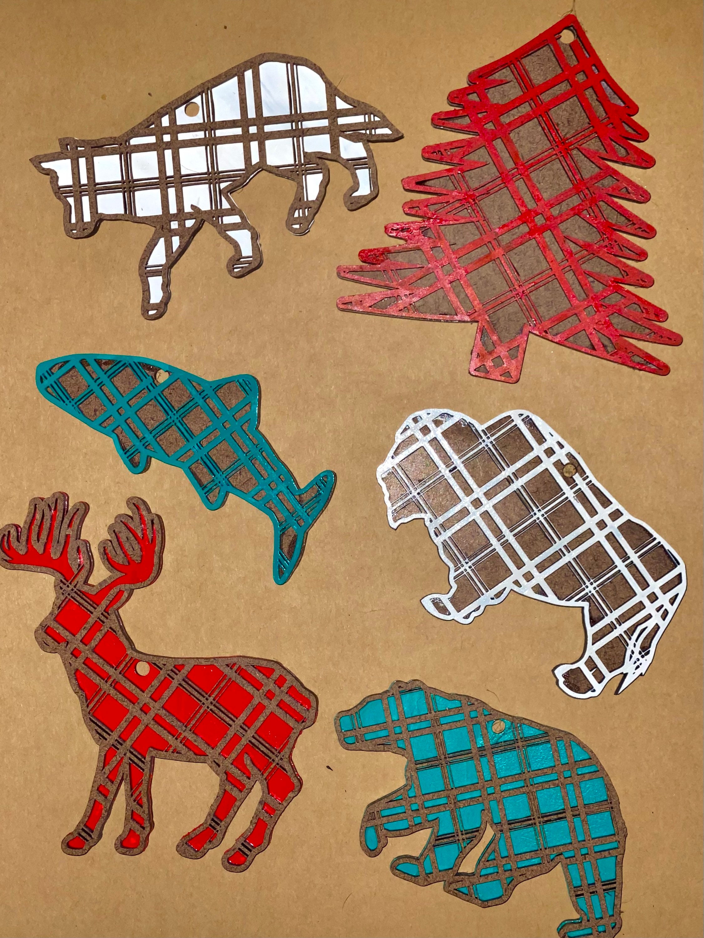 Wilderness Animals Plaid Ornament Bundle (cut Files Only) - Etsy