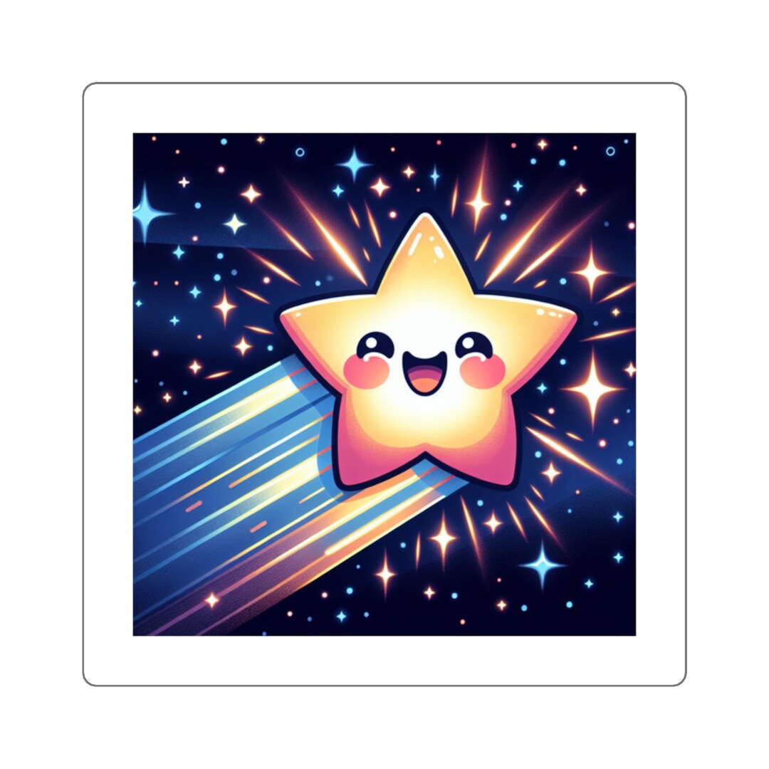 Star Square Stickers - Happy Shooting Star - Etsy