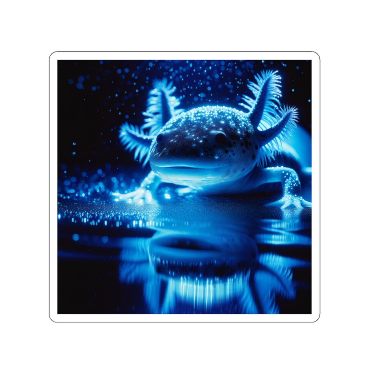 Blue Neon Axolotl Stickers, Cute Animal Decal, Laptop Decal, Water ...