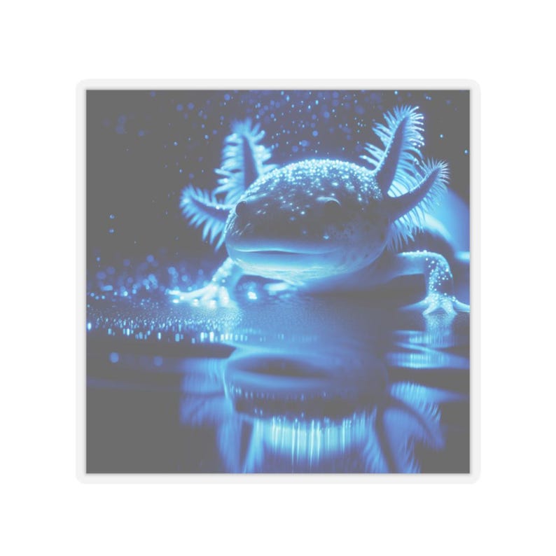 Blue Neon Axolotl Stickers, Cute Animal Decal, Laptop Decal, Water ...