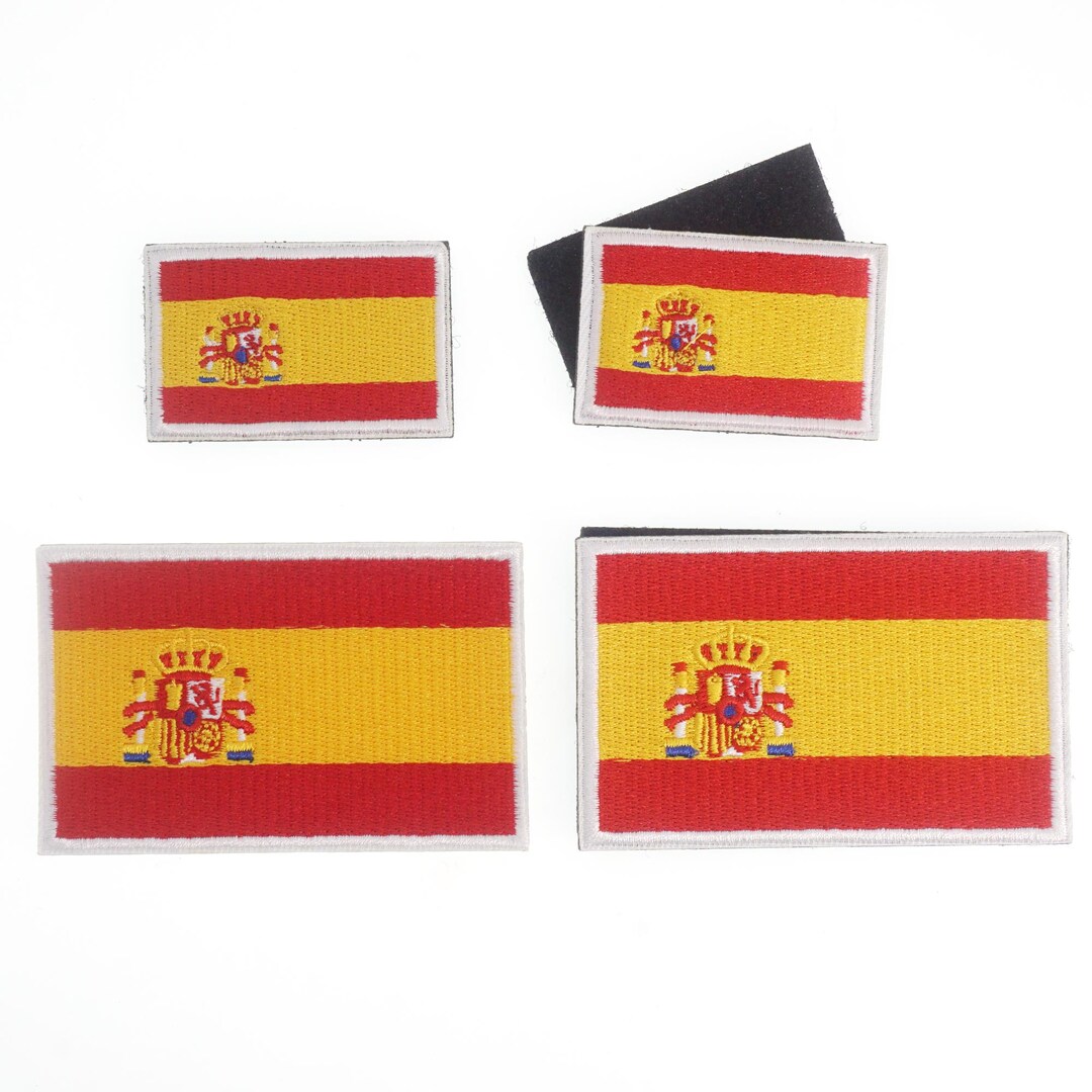 Spanish Flag Embroidered Iron on Patch, Span Flag Hook and Loop ...