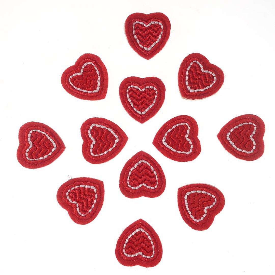 5 Pieces Red Heart Embroidered Iron On/self Adhesive Patch, Love ...