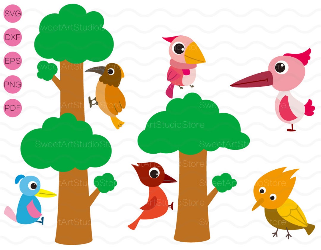Woodpecker Clipart , Bird , Tree Svg , Cricut, Cameo, Silhouette Cut ...