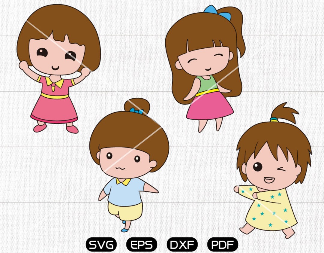 Cute Kids Svg, Girls Svg, Children Svg, People Clipart, Cricut, Cameo ...