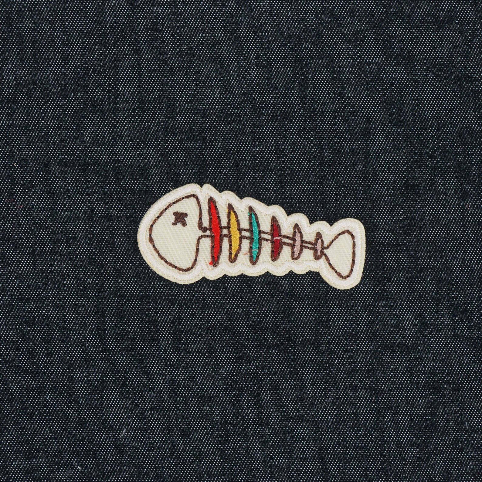 Cute Fishbone Embroidered Self Adhesive Patch, Funny Fishbone Applique ...