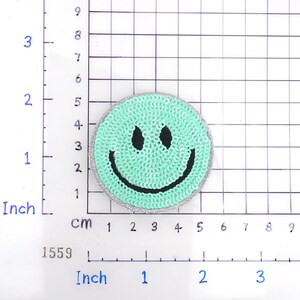 Sequins Smiling Face Embroidered Iron on Patch, Circle Smiling Face ...