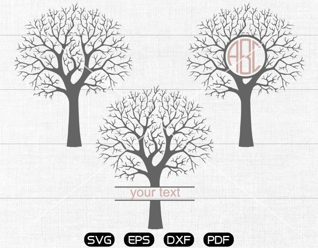 Tree Svg Tree Clipart Monogram Frame Cricut Cameo - Etsy