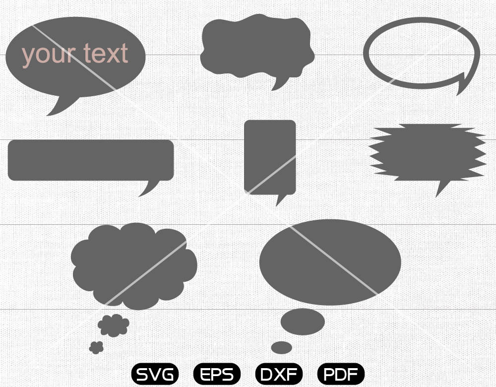 Thought Cloud svg Speech Bubble svg silhouette cut files commercial use ...