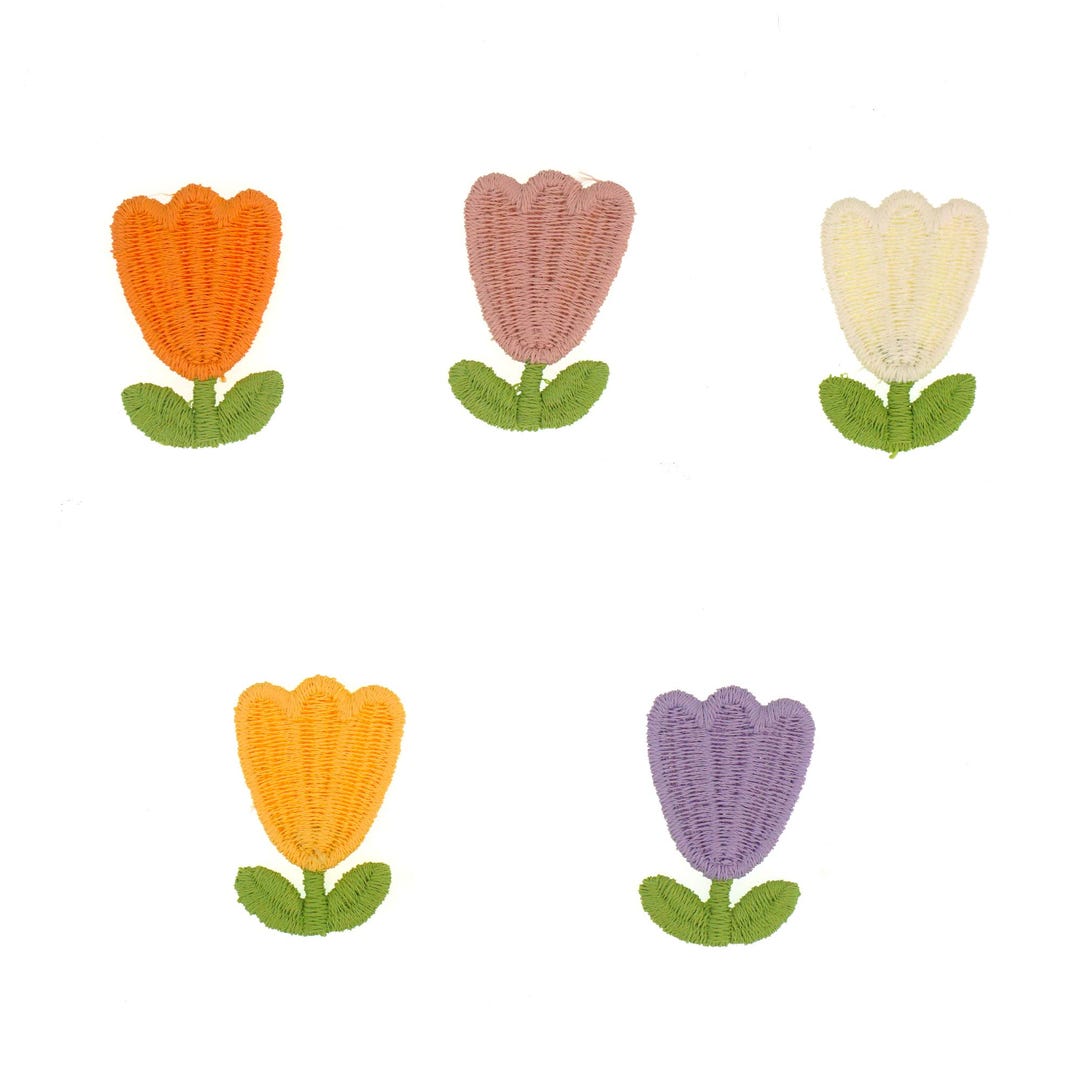 4 Pieces Tulip Patch Embroidered Sew on Patch, Flower Applique - Etsy