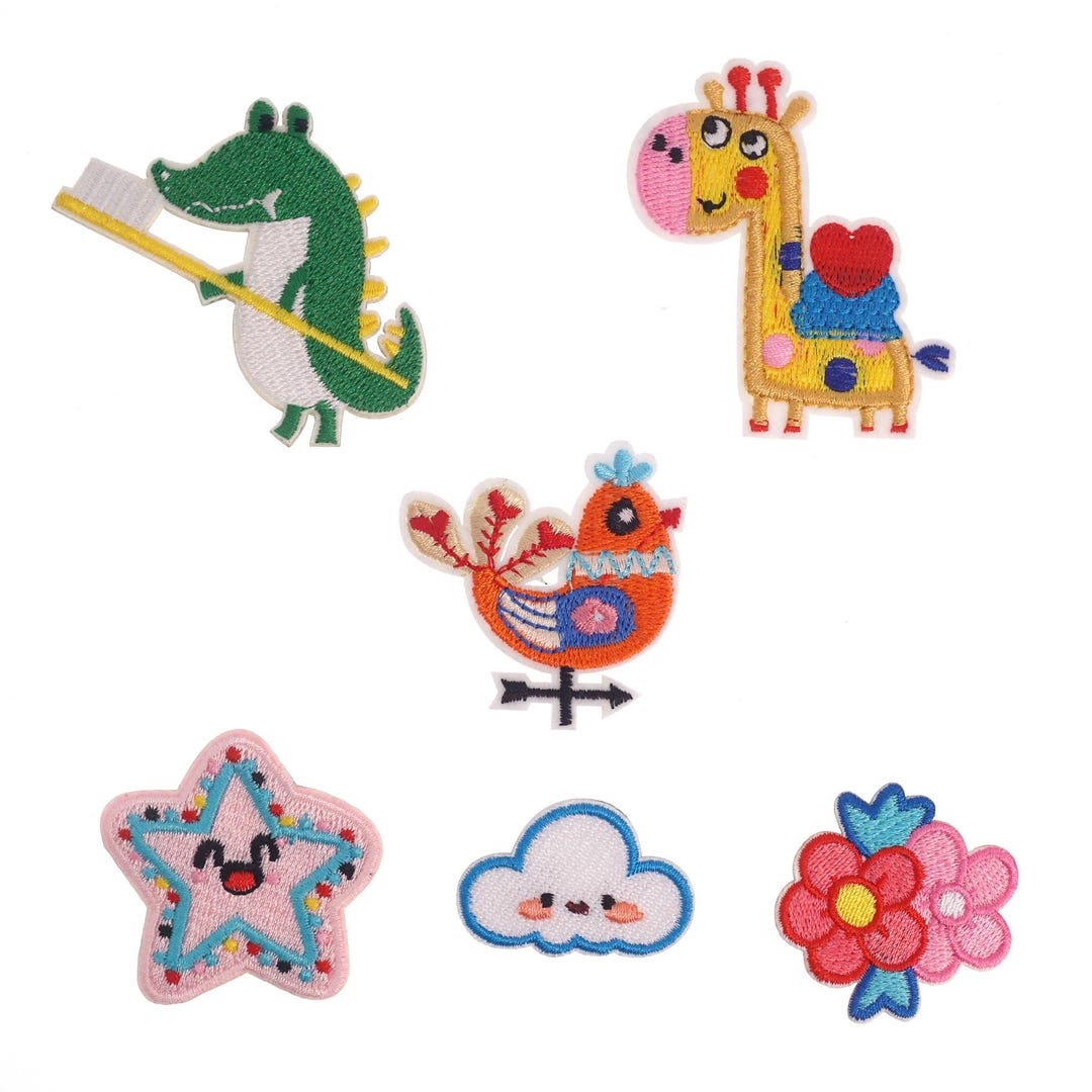 Cute Animal Embroidered Self Adhesive Patch, Cartoon Kindergarten ...