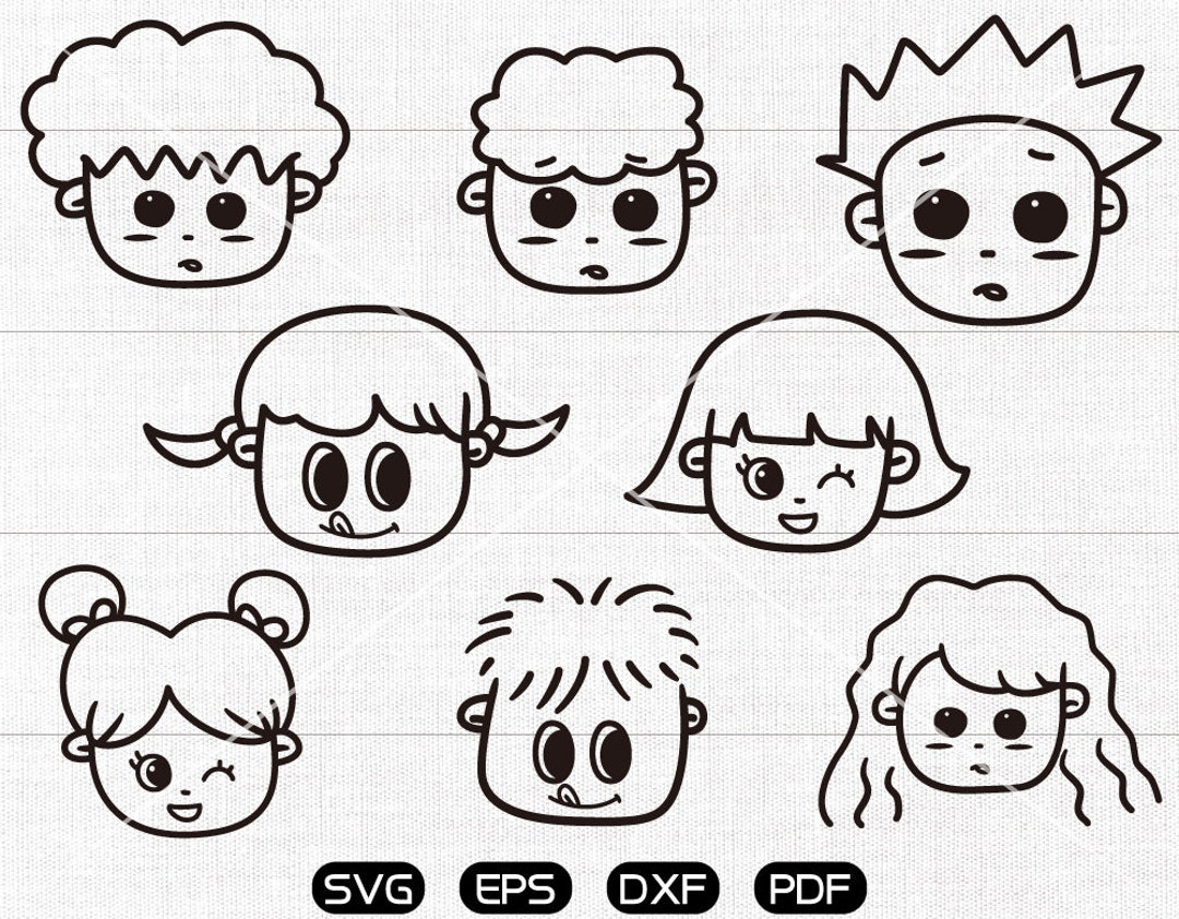 Baby Face Svg, Kids Face Svg, Face Svg, Children Face Clipart, Cricut ...